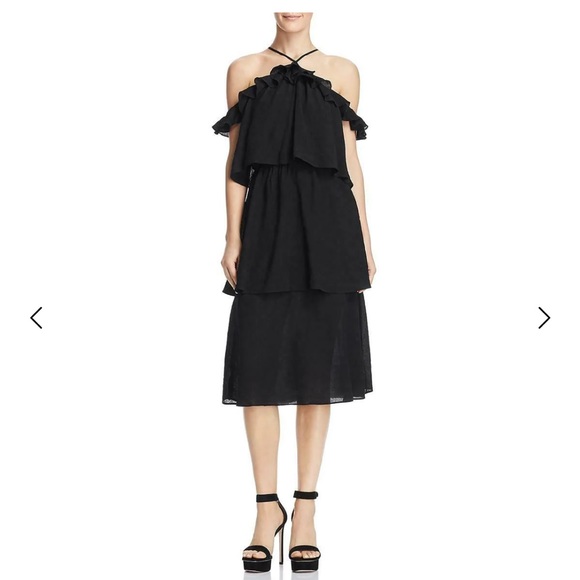 re:named | Dresses | Nwt Renamed Black Tiered Ruffle Sleeve Dress ...